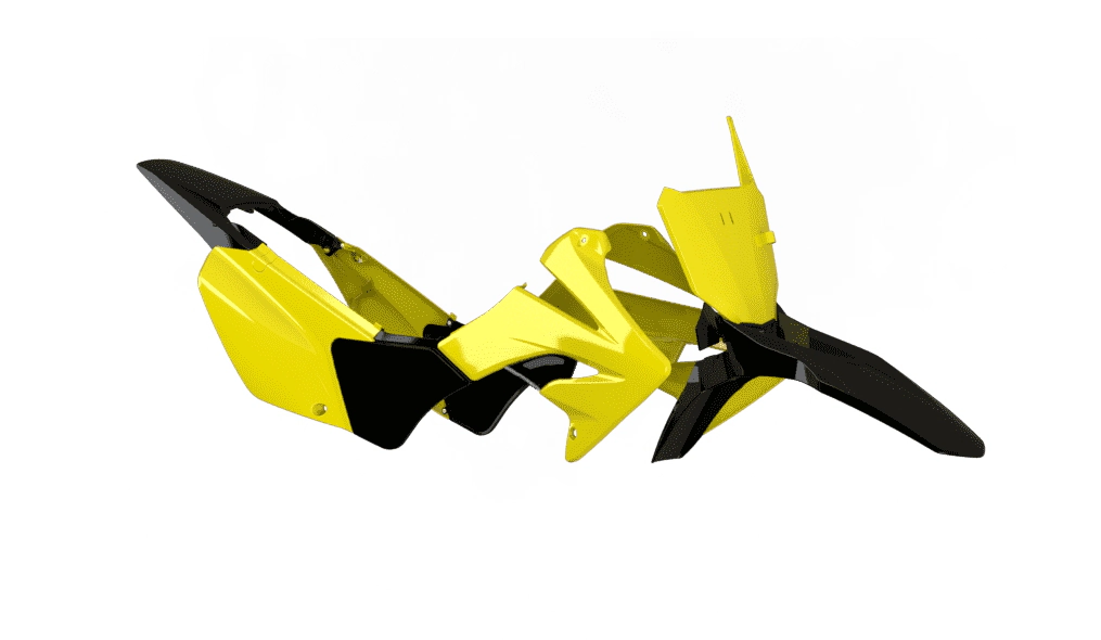 KIT PLASTICOS TORNADO SPORT AMARILLO/NEGRO C/ PORTA NUMERO AMX XR 250